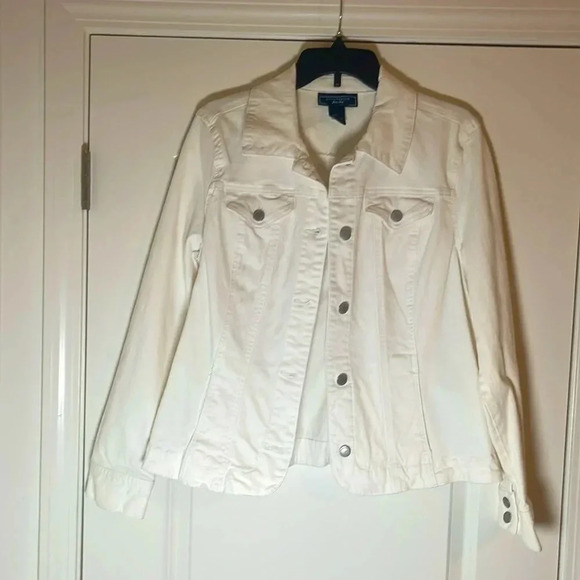 Charter Club | Jackets & Coats | Charter Club White Denim Jacket Size ...